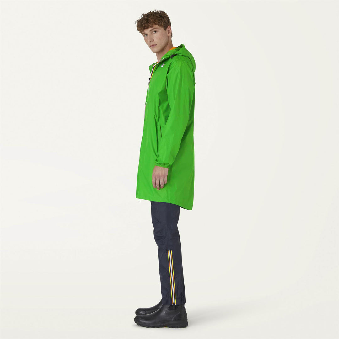 K-Way Eiffel Green Fluo Unisex Waterproof Packable Long Rain Jacket